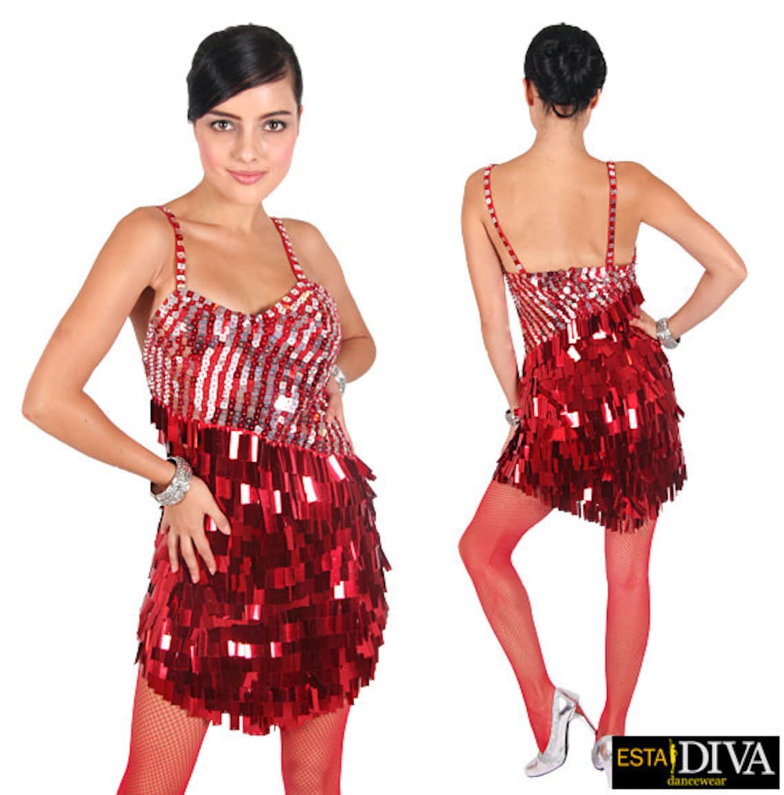 Latin Salsa Dress Salsita Roja Ballroom Costume Sequin Outfit - Etsy