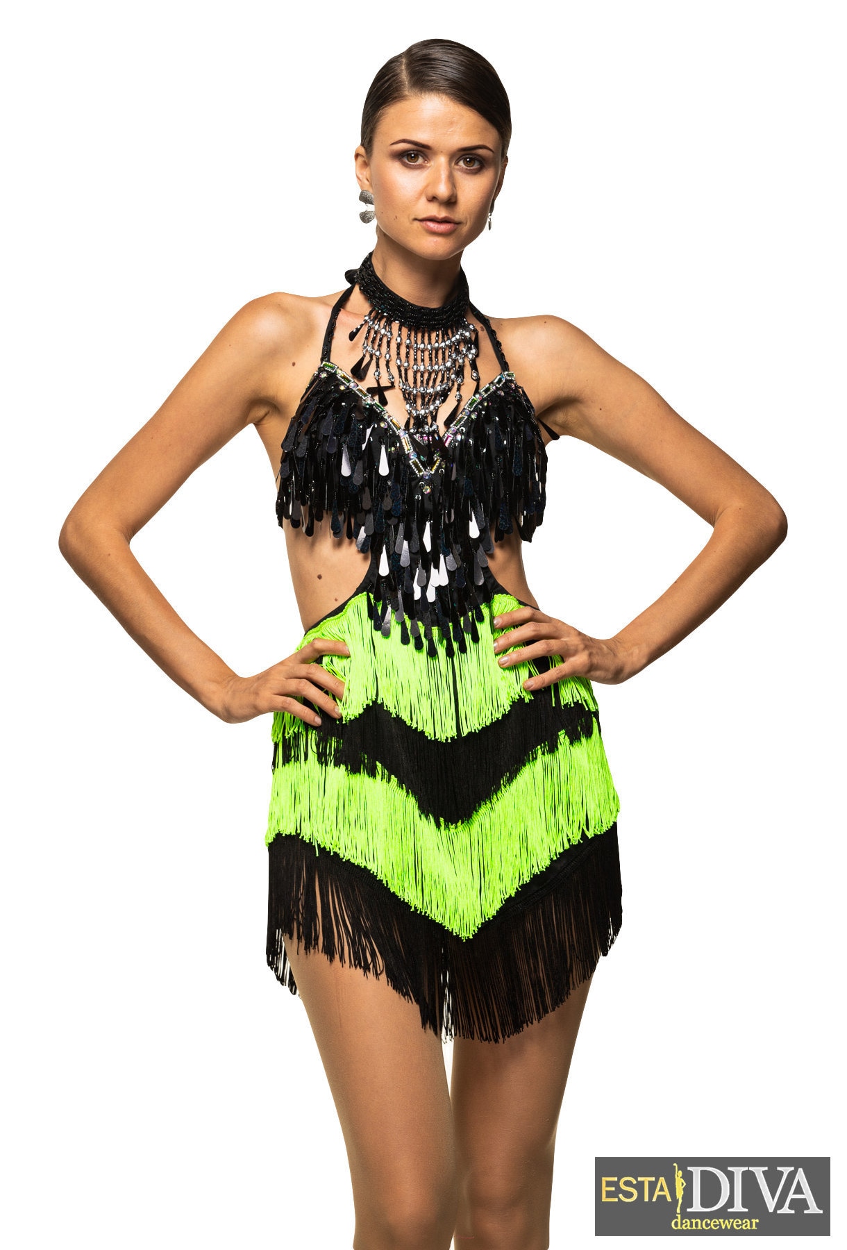 Latin Fringe Dress Robe Frange Latine Drop Sequin Ballroom | Etsy