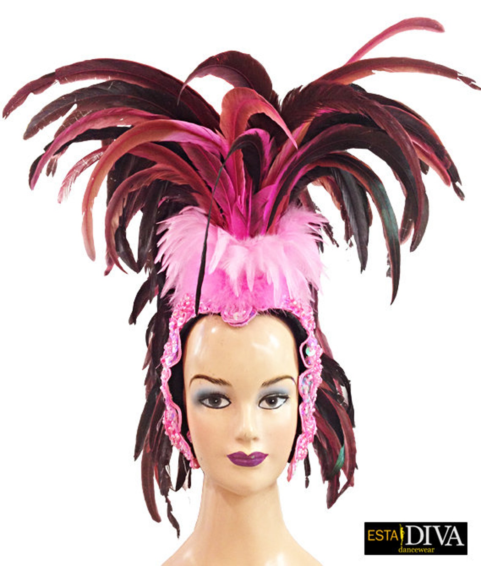 Feather Headdress Showgirl Mohawk Samba Drag Queen Vegas - Etsy