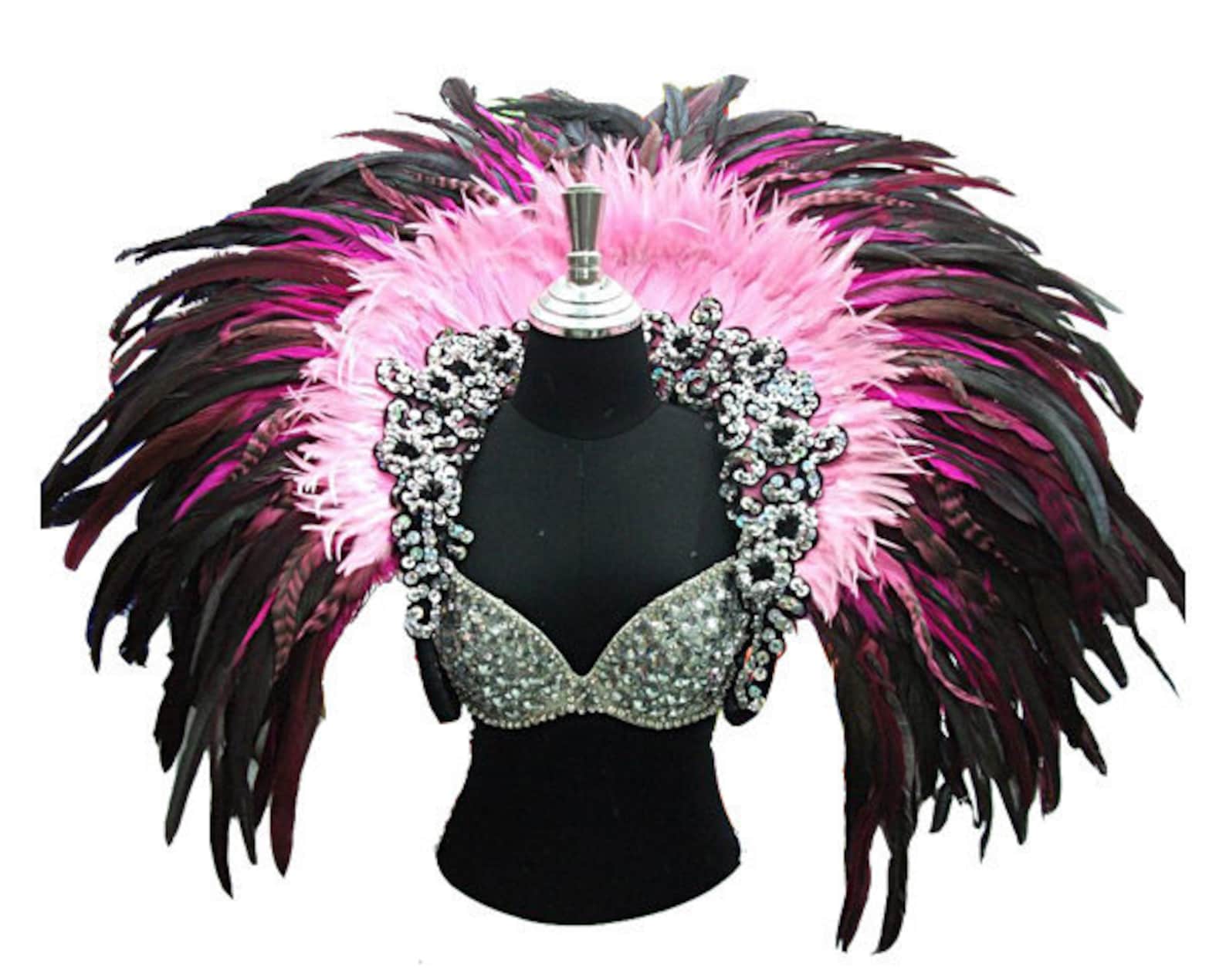 Feather Backpiece Showgirl Samba Cabaret Vegas Rio Carnival Etsy
