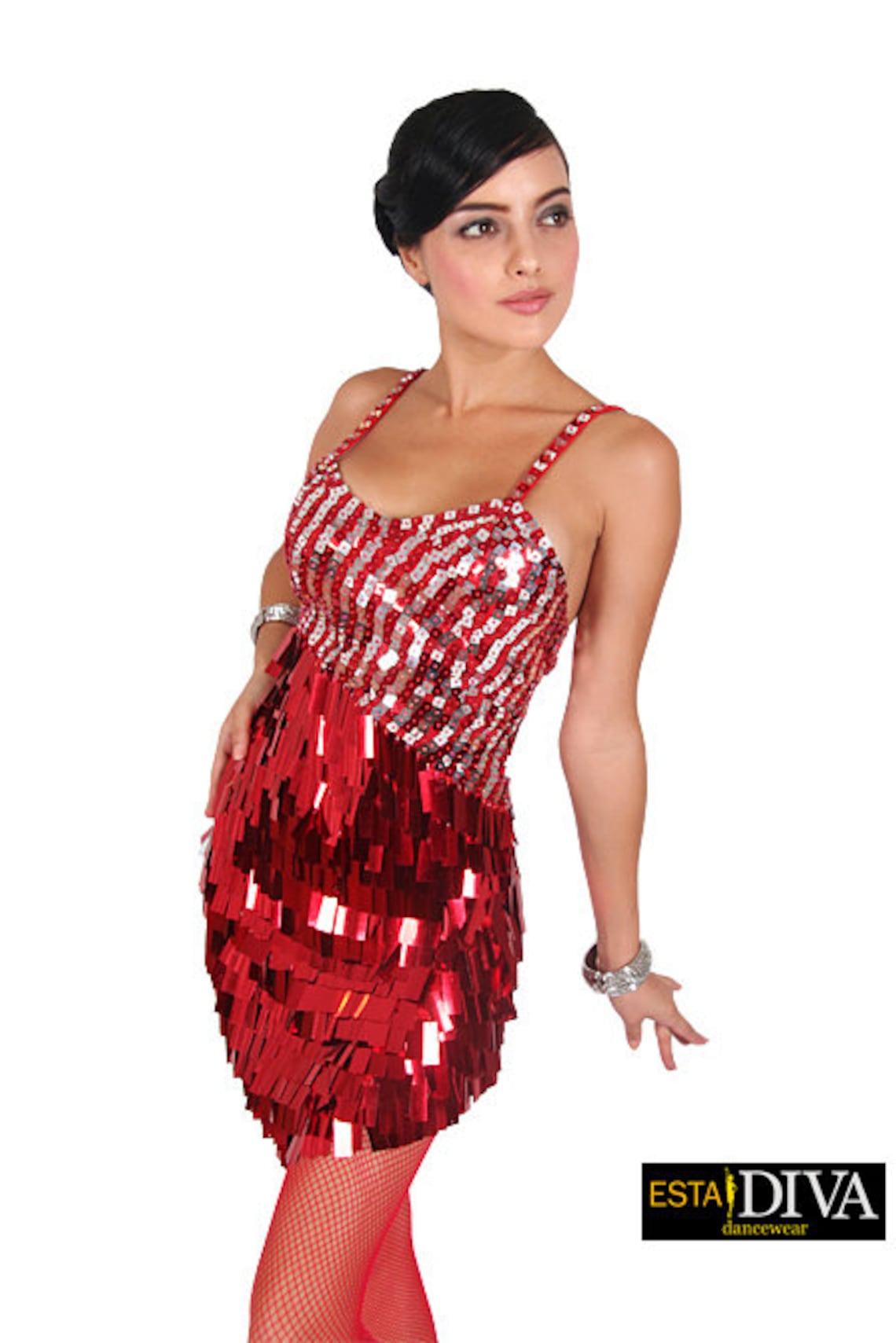 Latin Salsa Dress Salsita Roja Ballroom Costume Sequin Outfit - Etsy
