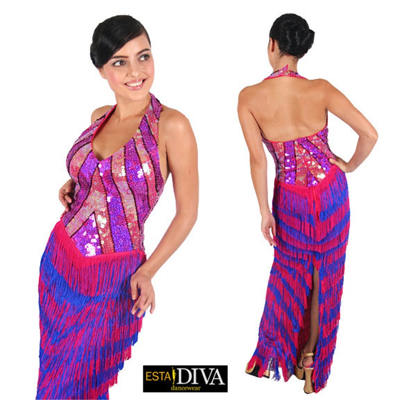 Latin Fringe Dress Diva Queen Tassel Ballroom Dancesport - Etsy