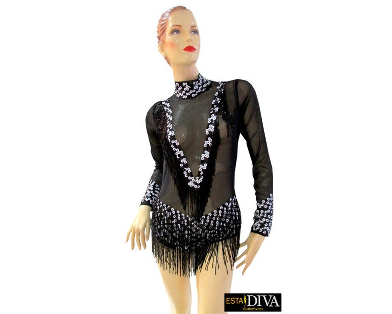 Fringe Mesh Bodysuit Dress Cher Noire Diva Singer Leotard High - Etsy