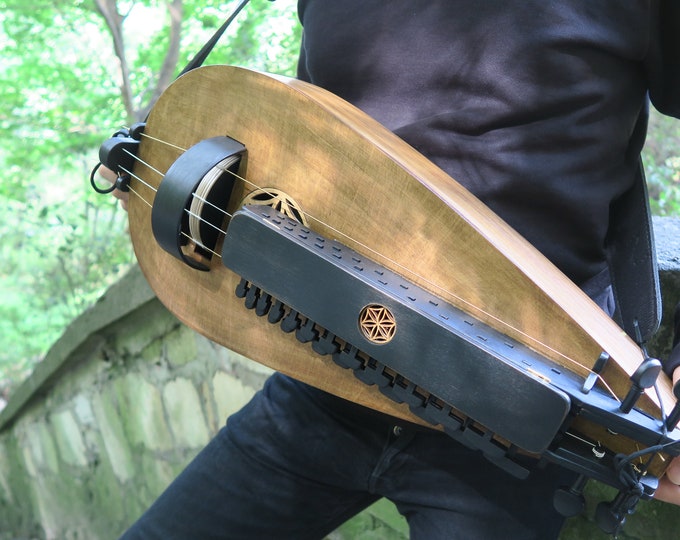 Tear Shaped, Dusty Light Brown Hurdy Gurdy / Wheel Lyre / Vielle a Roue ...