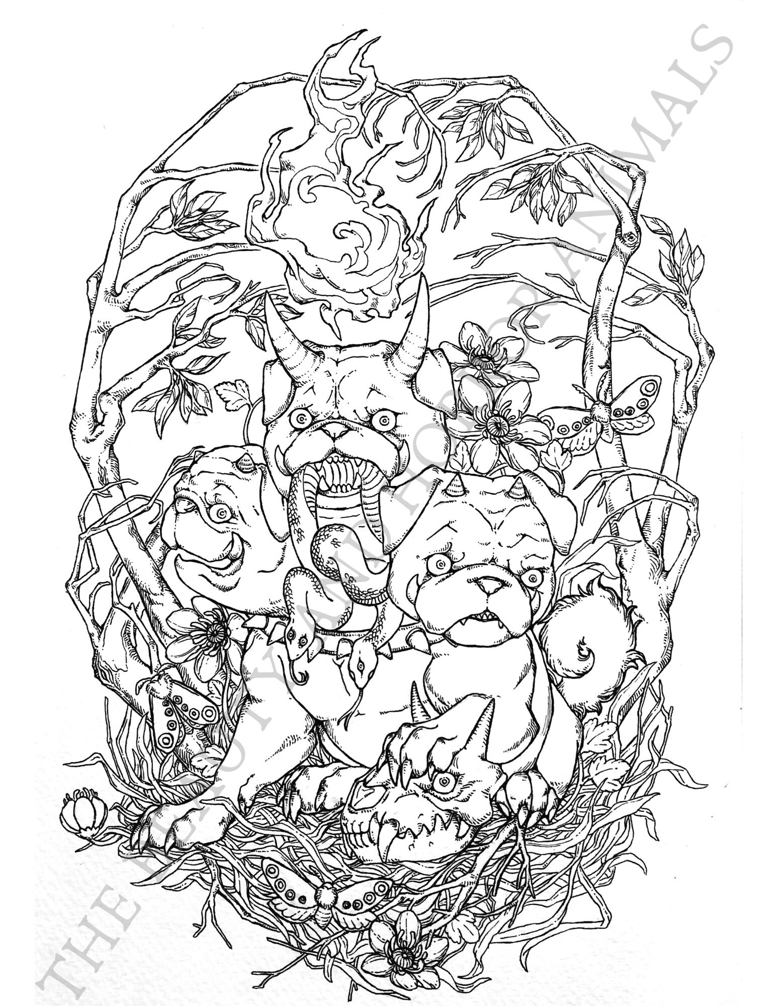 Cerberus Printable Coloring Page, Instant Download PDF/PNG Adult ...