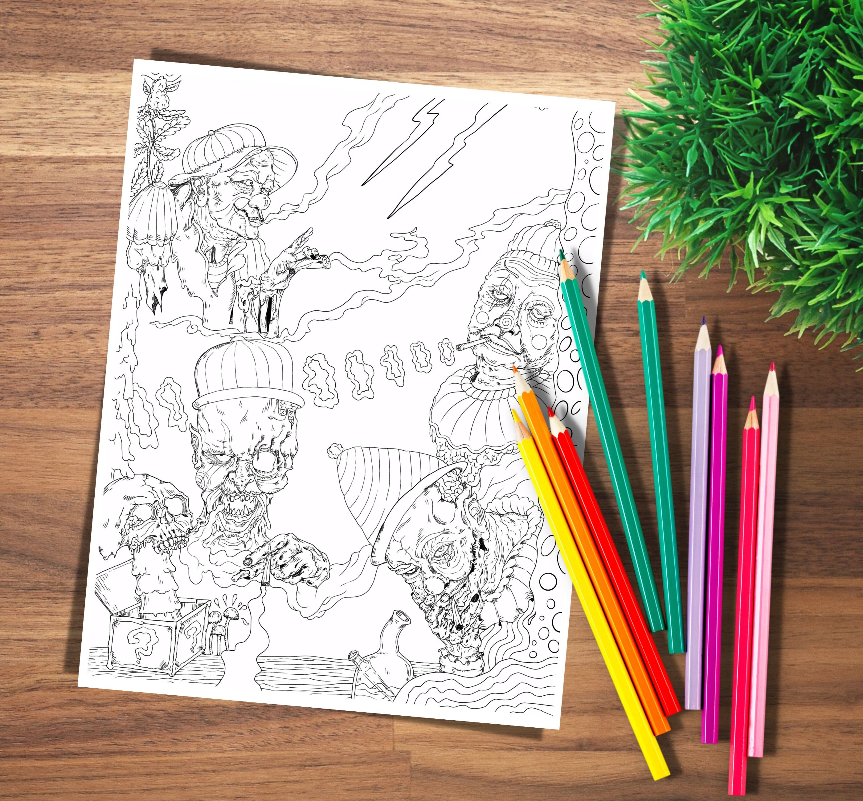 Horror and Stoner 27 Printable Coloring Page, Instant Download PDF ...