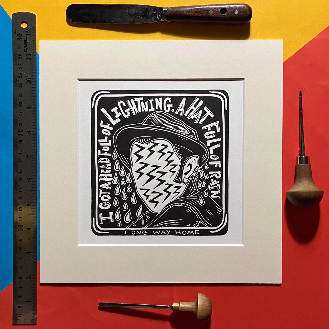 Long Way Home by Tom Waits. 10" X 10" Linocut Print by Pamela Scott ...