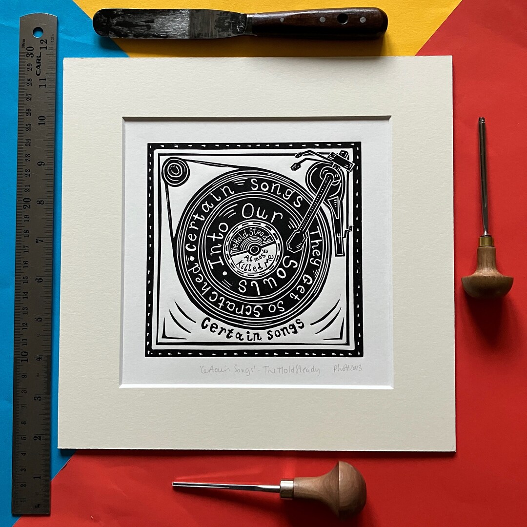 Certain Songs by the Hold Steady. 10" X 10" Linocut Print by Pamela ...