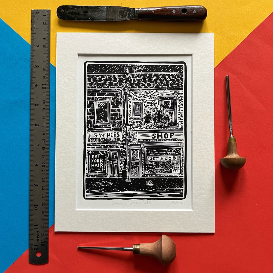 Common People by Pulp. 8" X 10" Linocut Print by Pamela Scott ...