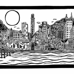 Dundee Landmarks. A3 Screen Print by Pamela Scott. Dundee. Scotland ...
