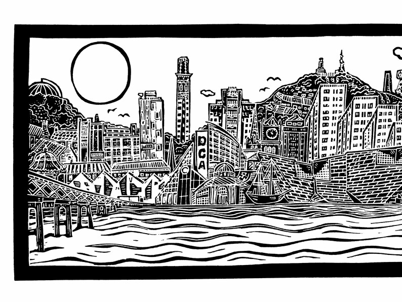 Dundee Landmarks. A3 Screen Print by Pamela Scott. Dundee. Scotland ...