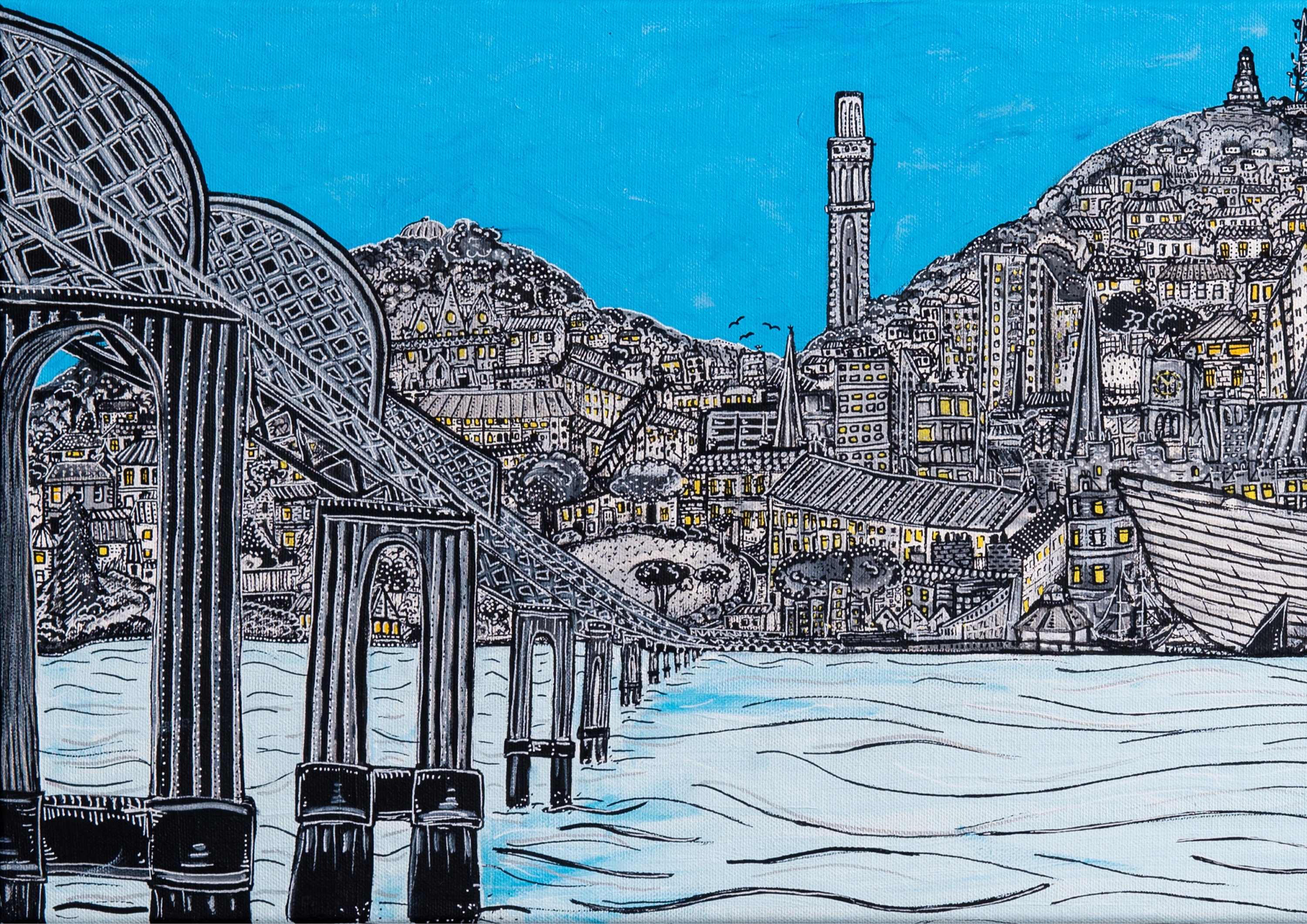 Dundee. Dundee Skyline Painting by Pamela Scott. High Quality ...