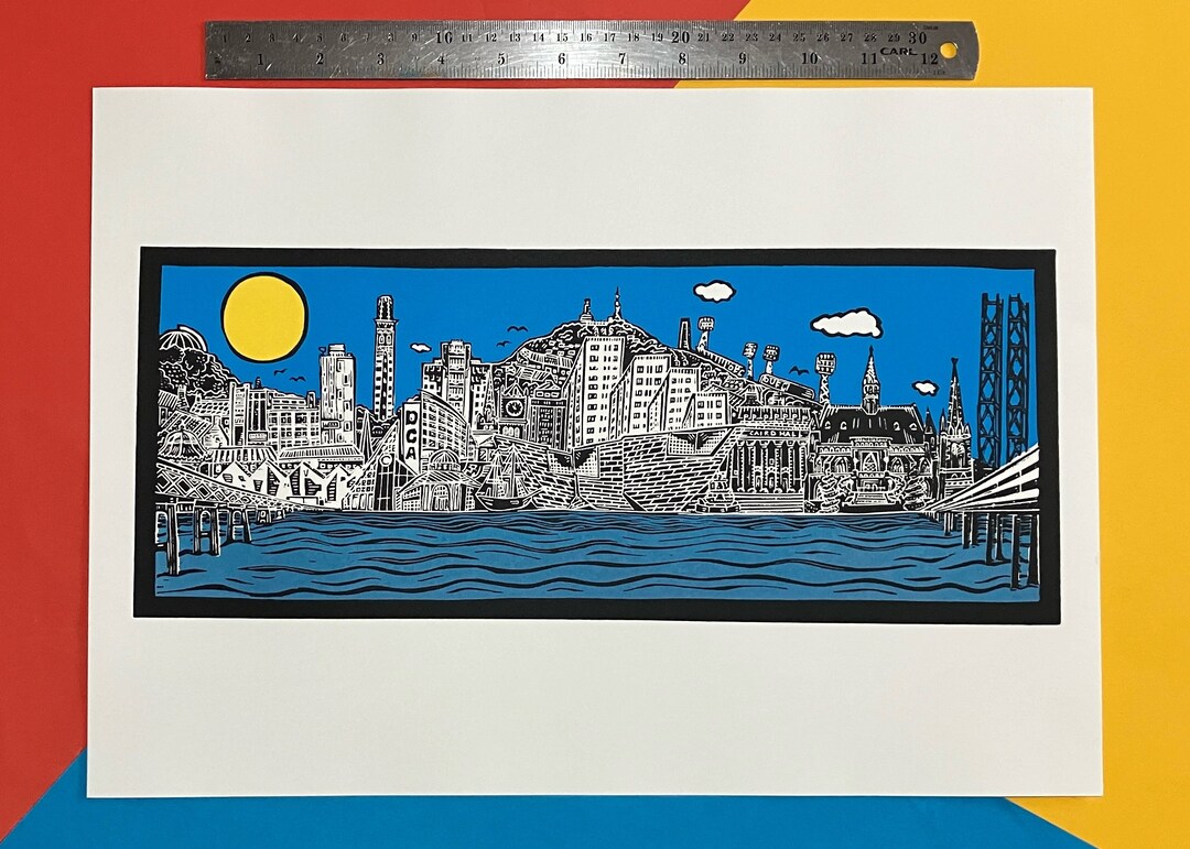 Dundee Landmarks. 3 Colour Screen Print by Pamela Scott. Dundee ...