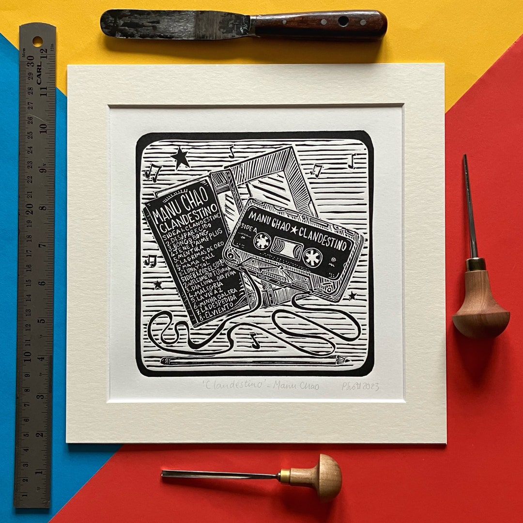 Clandestino by Manu Chao. 10" X 10" Linocut Print by Pamela Scott ...