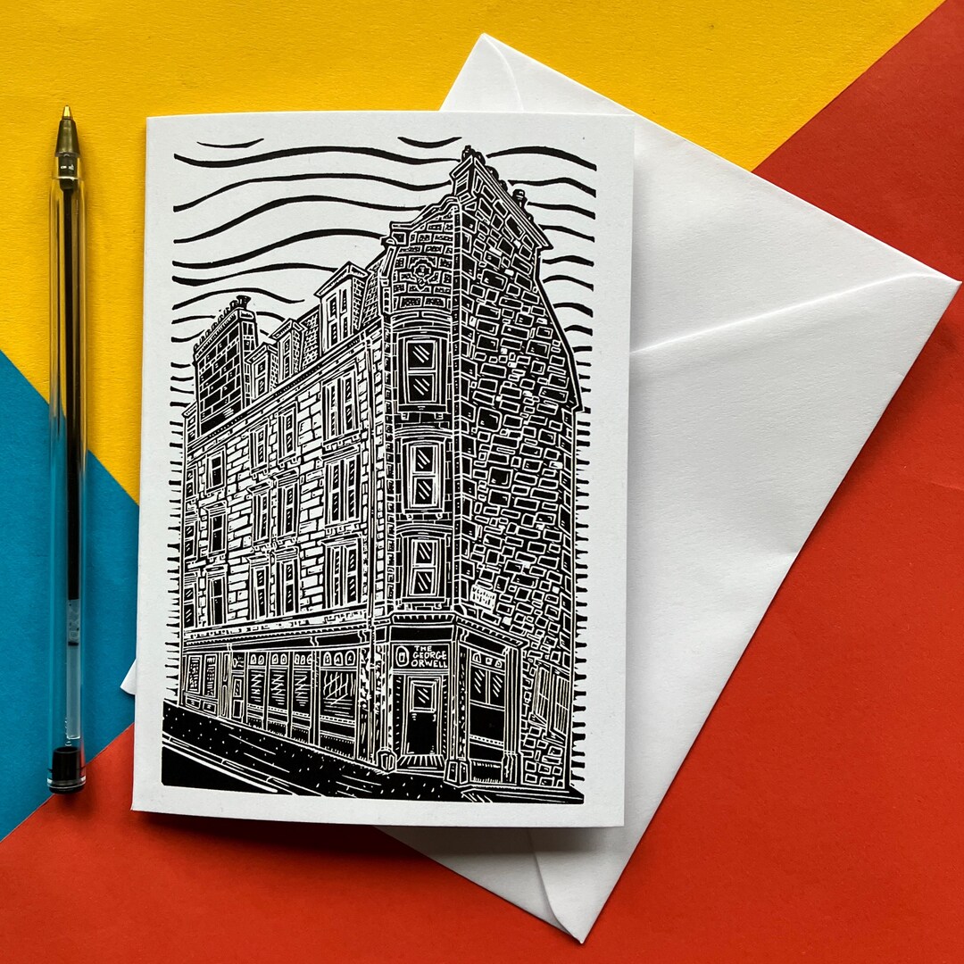 The George Orwell Greeting Card. Black Ink on Recycled Card. Envelope ...