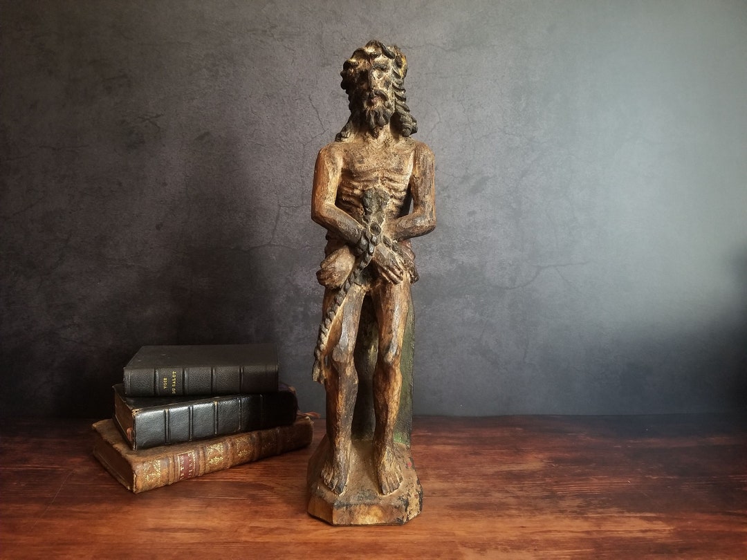 Antique Carved Wood Sculpture of Pensive Christ With Ties From France ...