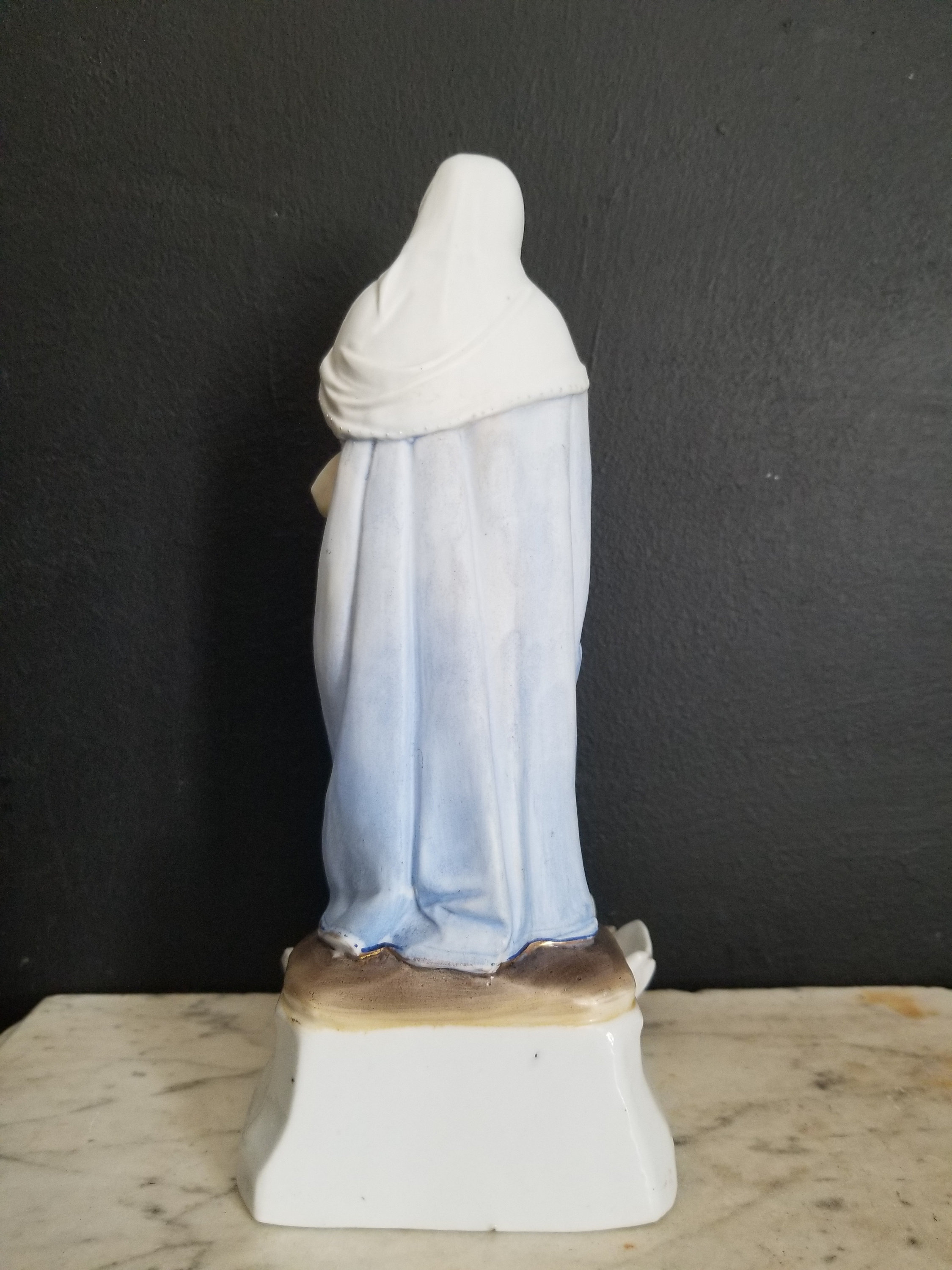 Immaculate Heart of Mary Polychrome Bisque Statue With Holy - Etsy
