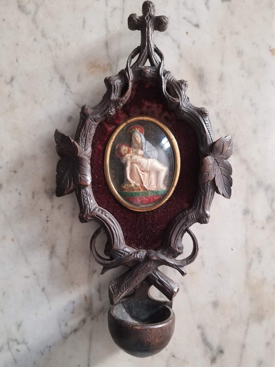 Antique French Pieta of Our Lady of Talence Depiction in Carved Wood ...