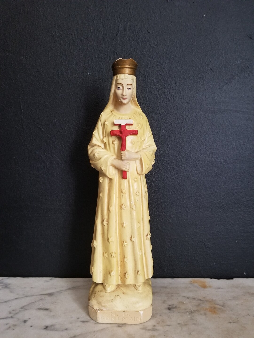French Antique Our Lady of Pontmain Plaster Statue. Glow in the Dark - Etsy