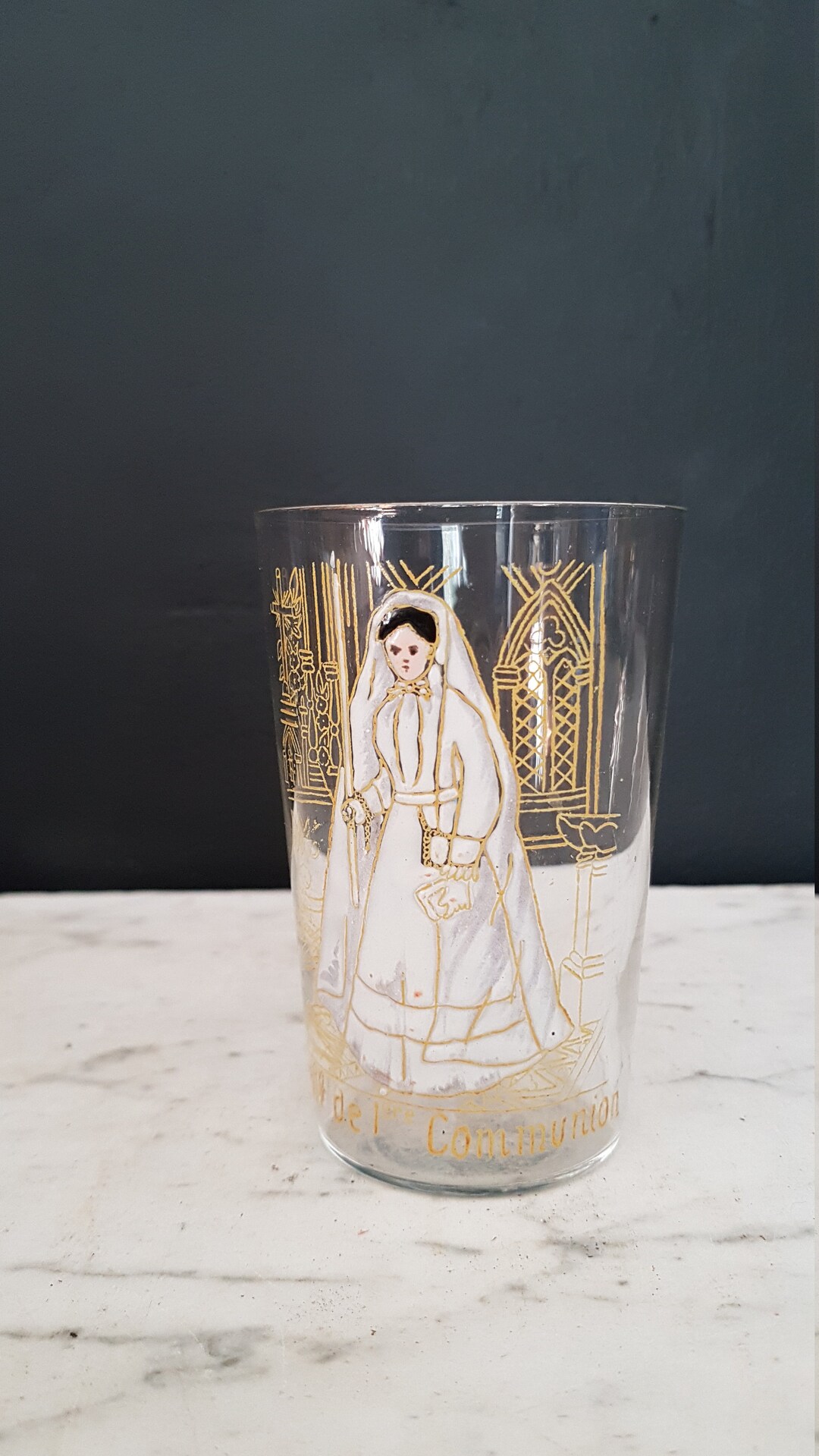 French Antique Holy First Communion Glass Tumbler. Hand Made - Etsy