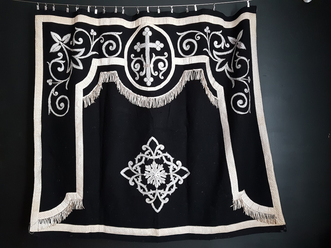 Antique French Embroidered Altar Dossal, Curtain Panel - Etsy