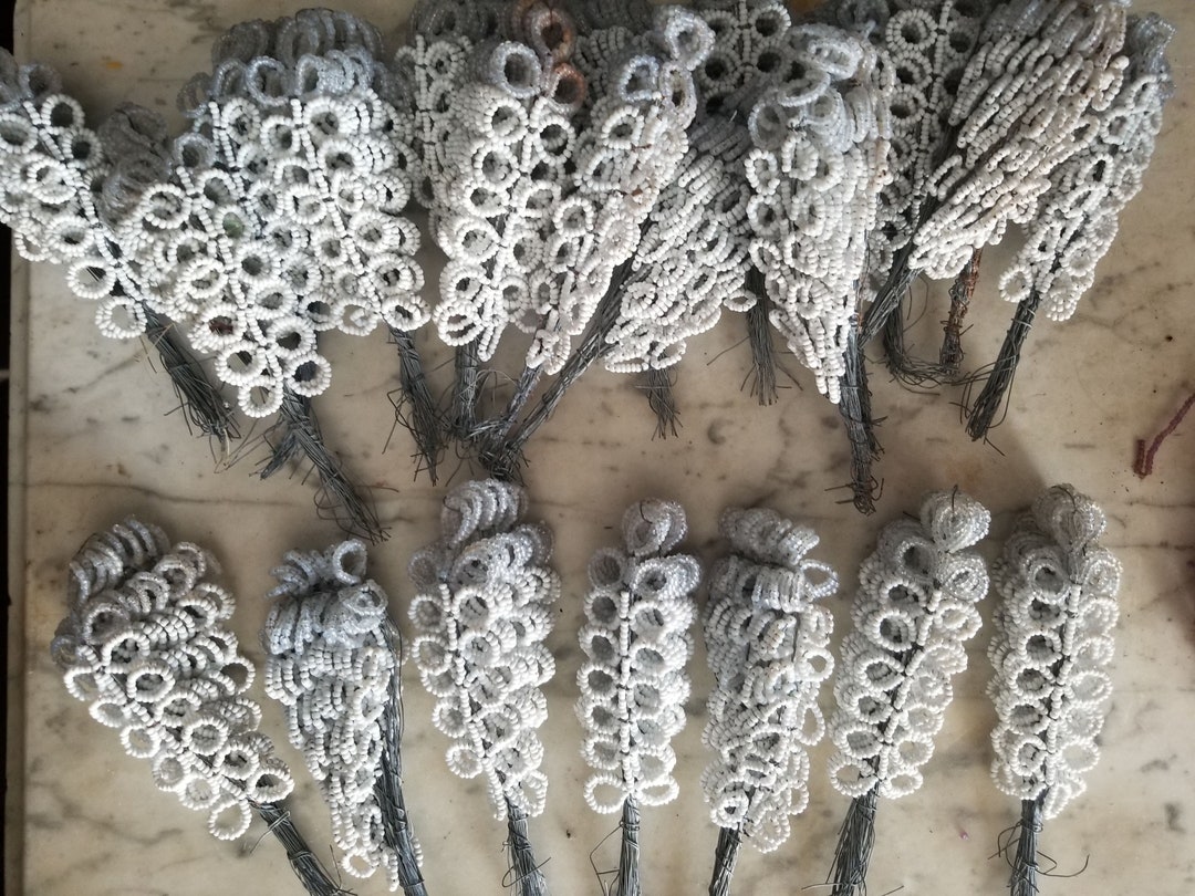French Antique Glass Beaded Set of Leaves (large) for Funeral Wreath ...
