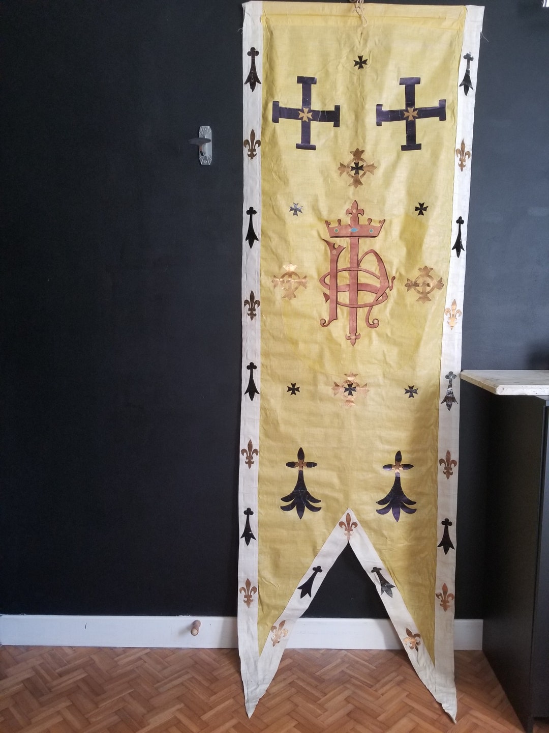 French Antique Church Procession Banner / IHS - (23) - Etsy