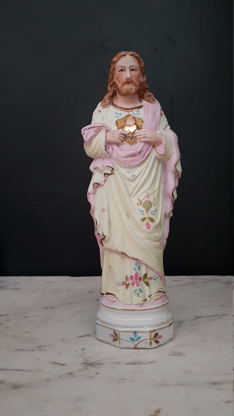 Sacred Heart of Jesus Bisque Statue Figurine. Germany. - Etsy