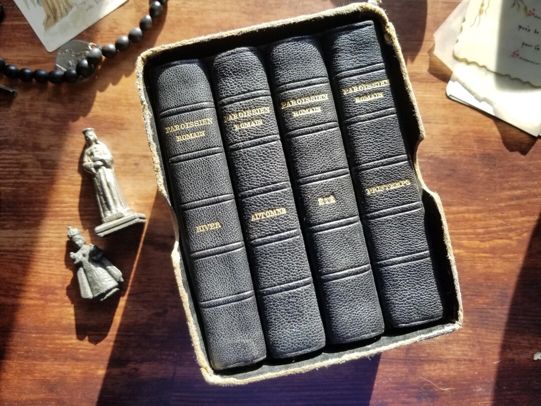 Set of 4 Christian Prayer Books. Antique Latin and French Missals. Four ...