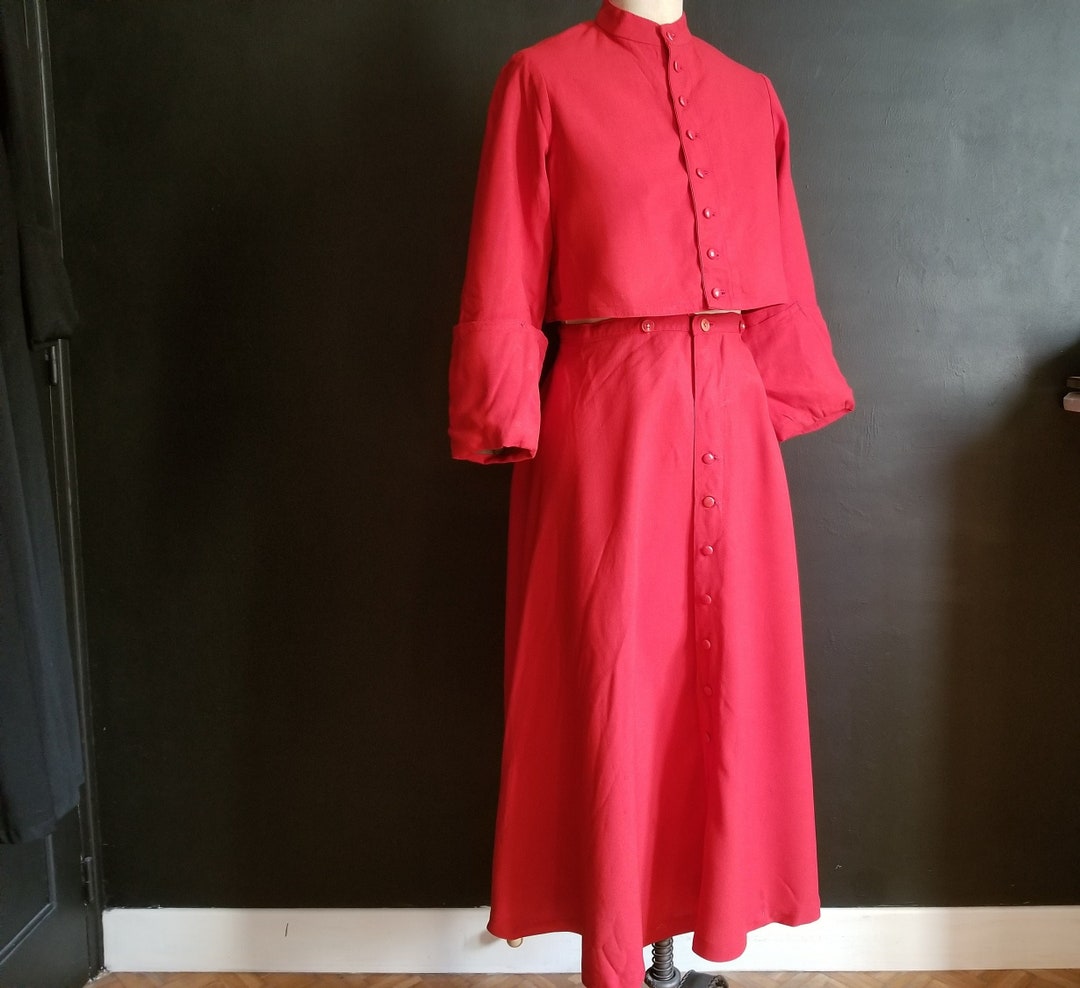 French Antique Red Choir Boy Vestment in Two Parts With Straps / Braces ...
