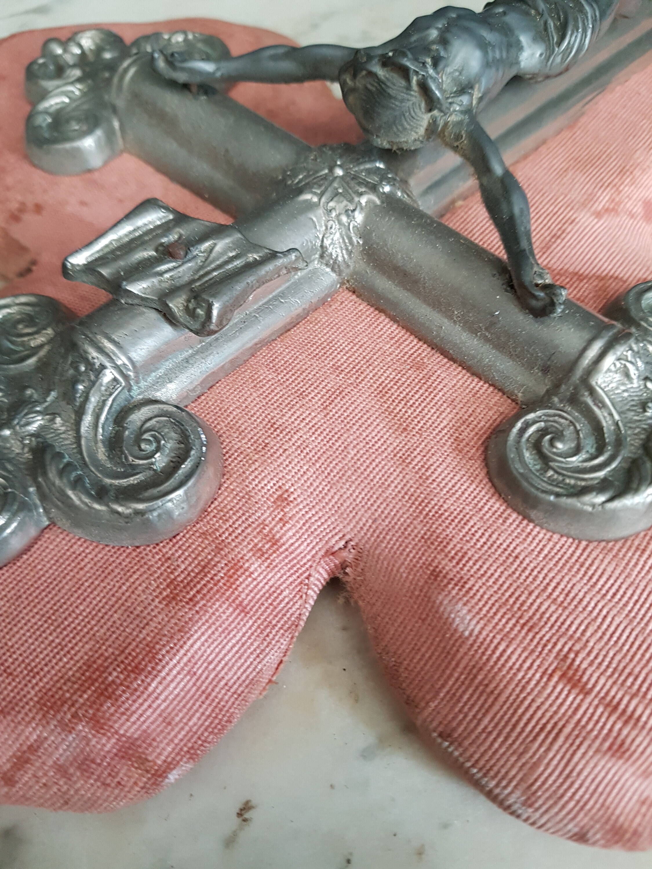 Unusual French Antique Wall Crucifix. Pink Material - Etsy