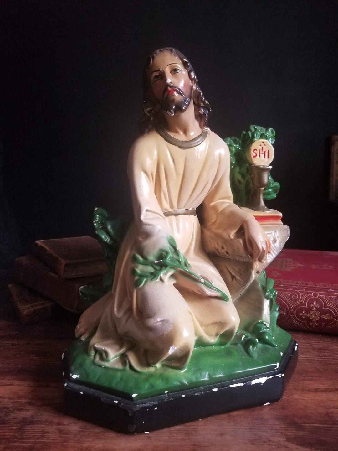 Vintage Jesus on His Knees Polychrome Plaster Statue From Belgium. - Etsy