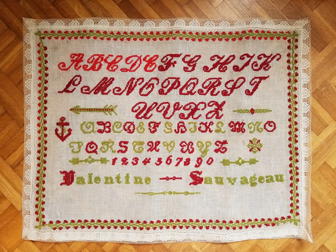 Antique French Cross Stitch / Sampler - Etsy