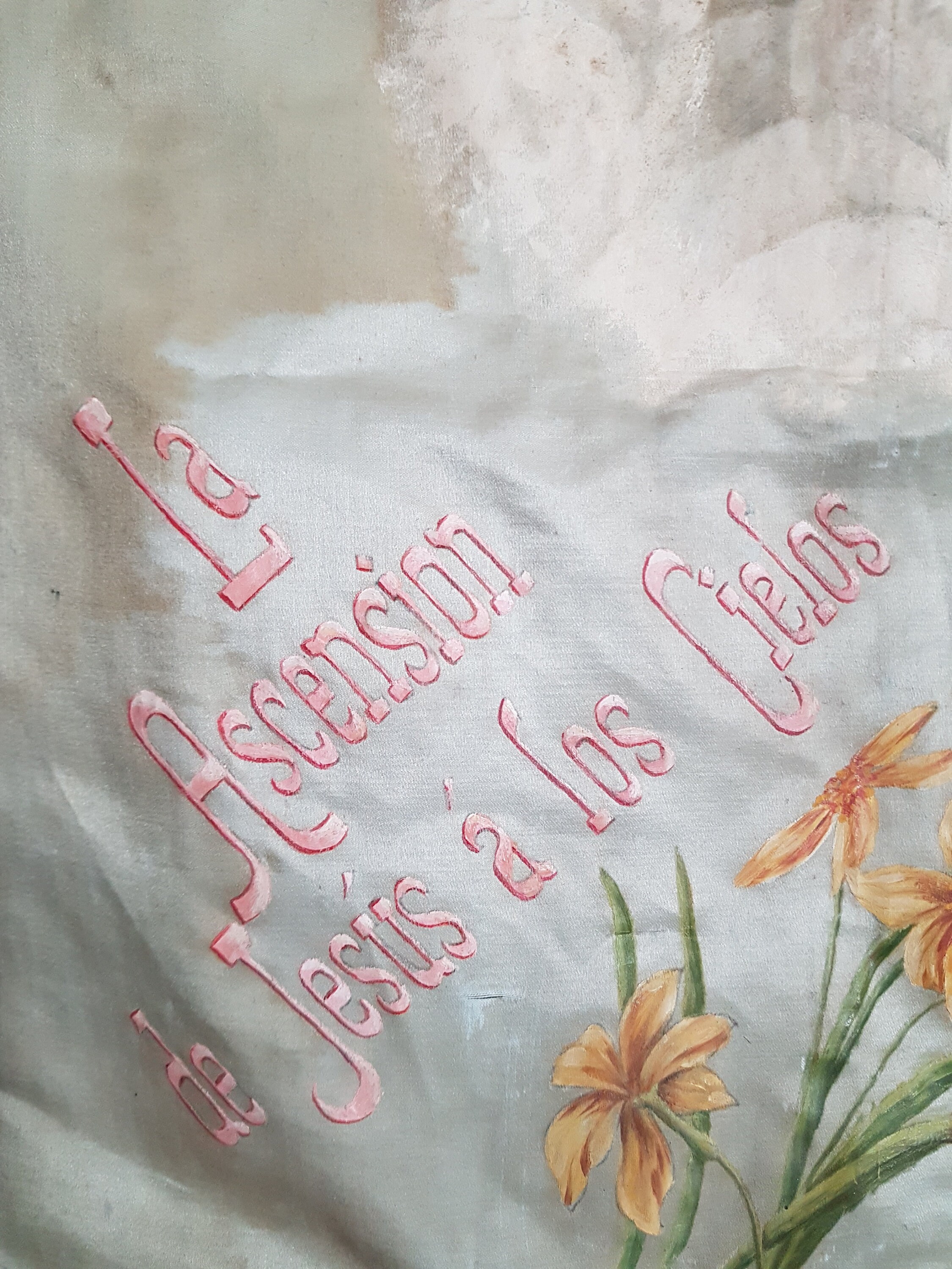 Antique Spanish Religious Procession Banner. Painted Silk. | Etsy