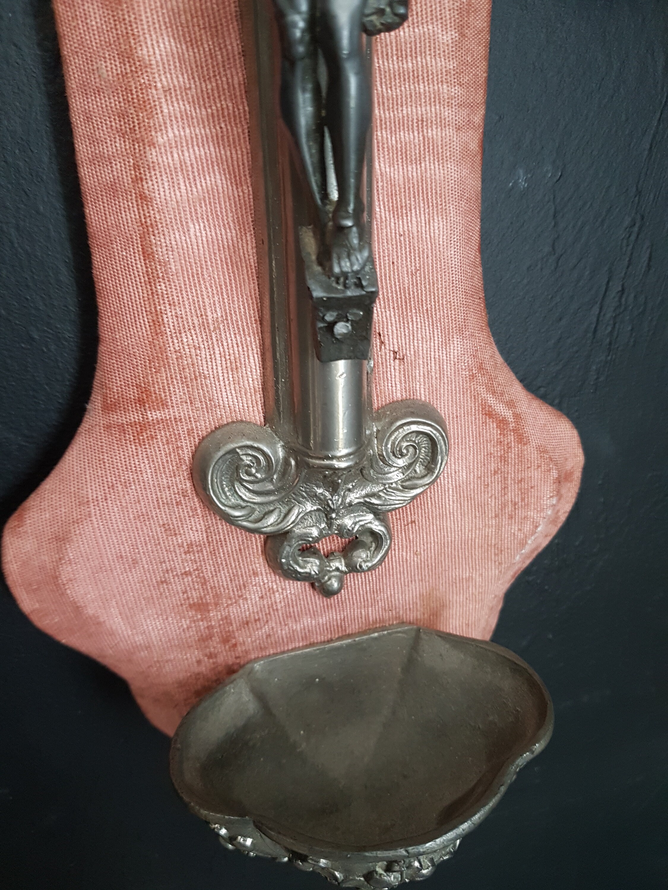 Unusual French Antique Wall Crucifix. Pink Material - Etsy