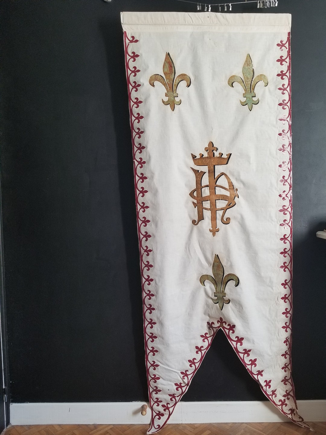 French Antique Church Procession Banner / IHS - (1) - Etsy