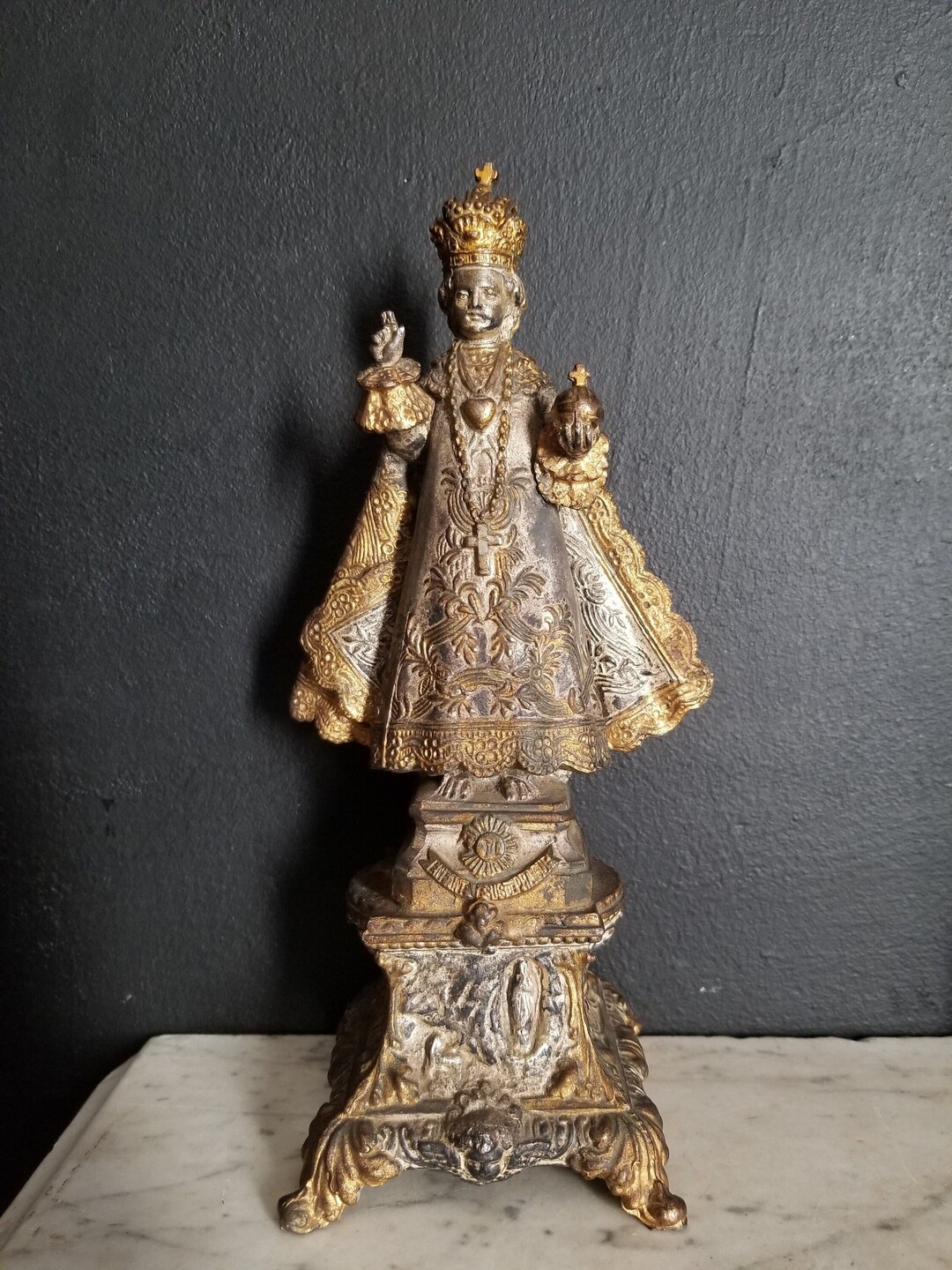 Antique Infant Jesus of Prague Signed Metal Statue - Etsy