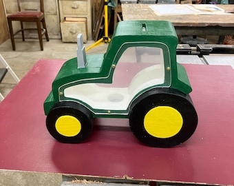 Handmade Wooden Tractor Coin Bank - Etsy