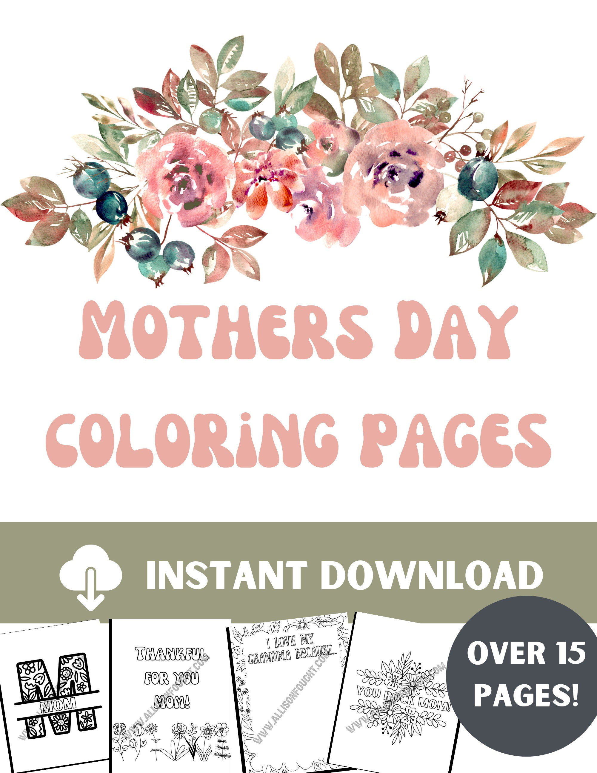 Mother's Day Printable Coloring Pages, Mother's Day Card for Kids ...