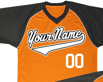 Name in Flat Bottom Tail Baseball Logo V-neck Custom Baseball Jersey ...