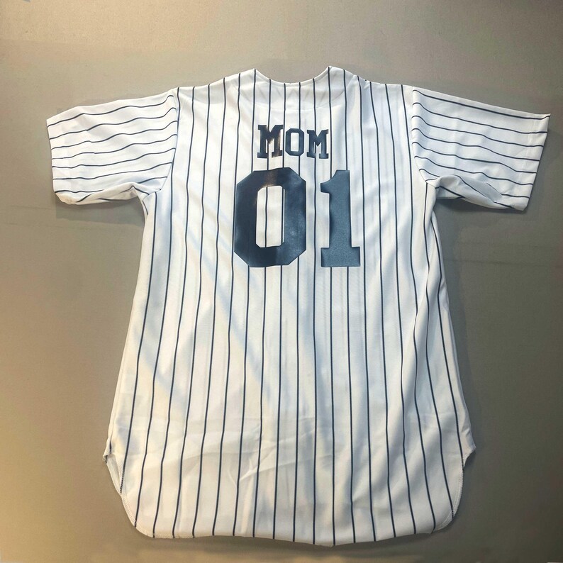 Custom Mom of the Rookie Pinstriped Double Knit Baseball Jersey| Full ...