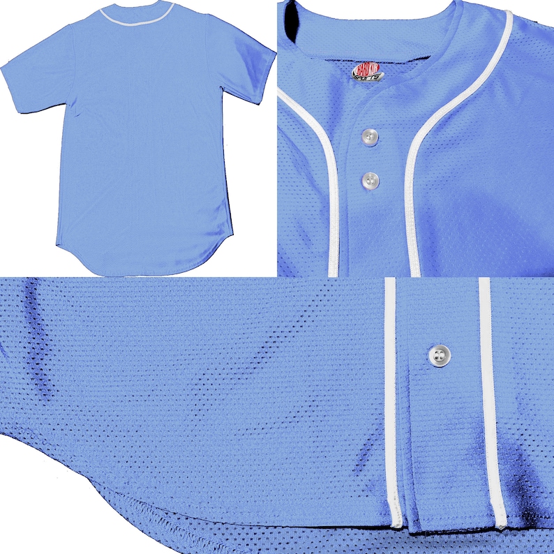 Personalized Light Blue Baseball Jersey With White Piping - Etsy