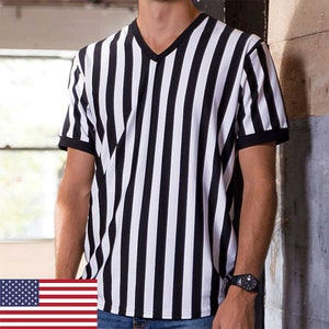 Custom Referee Jersey for Officials V-neck Black & White Stripes ...