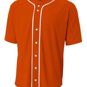 Custom Orange Baseball Jersey With White Piping. Personalized With Your ...