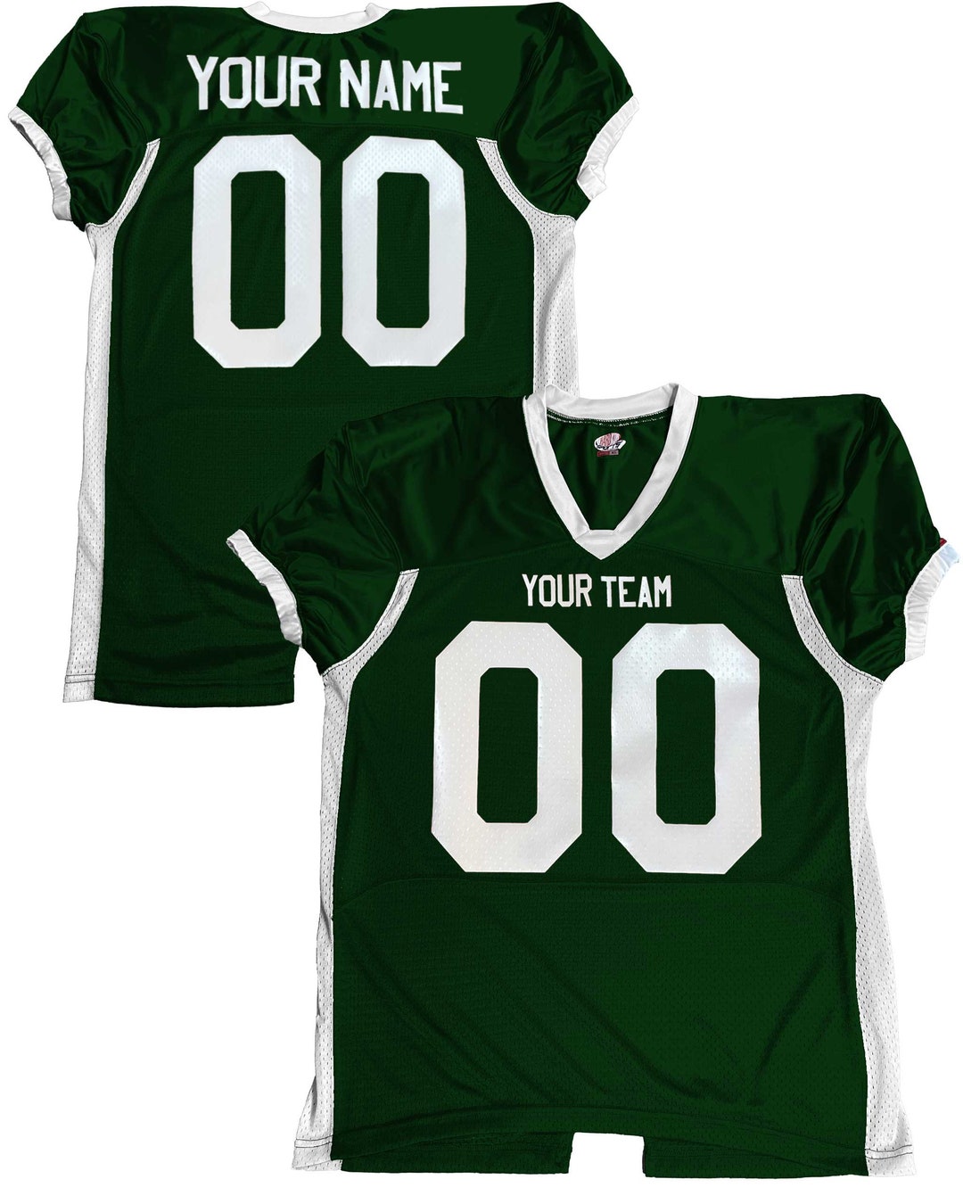 Fitted Professional Custom Color Football Jersey Dark Green Silver Mesh ...