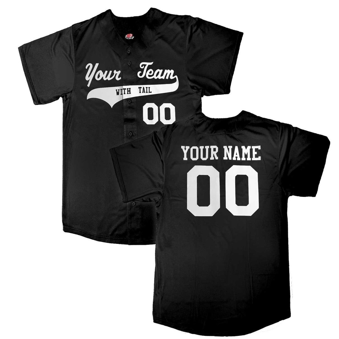 Full Button Custom Baseball Jersey | Solid Colors Black, Orange, Silver ...