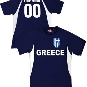 Custom Greece Soccer Jersey With Grecian Flag Shield Design ...