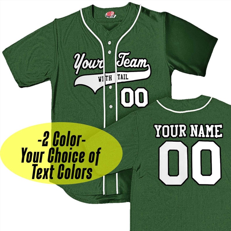 Custom Dark Forest Green Baseball Jersey With White Piping and ...