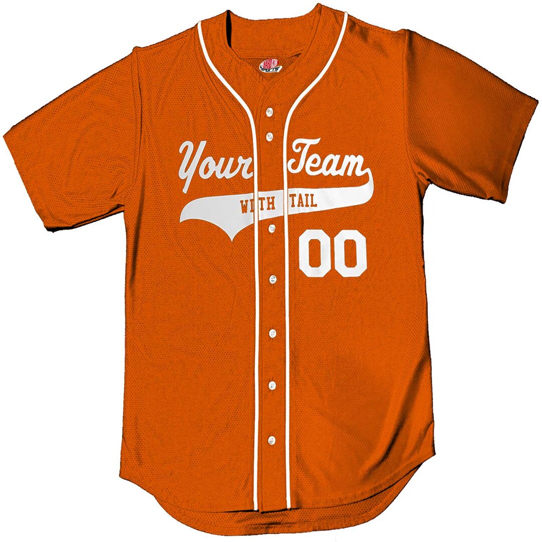 Custom Orange Baseball Jersey With White Piping, Personalized With Your ...