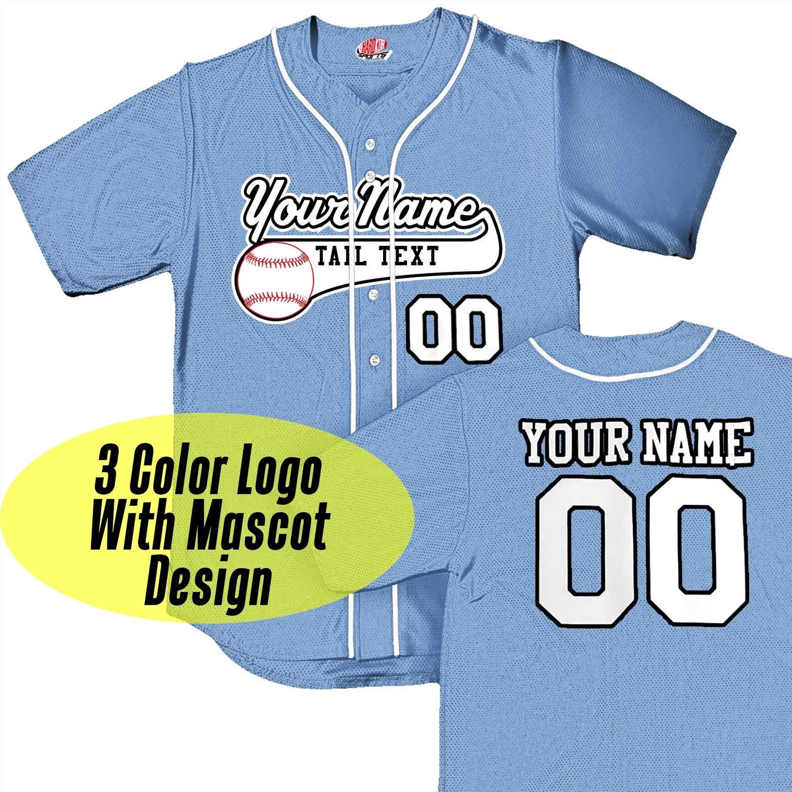 Personalized Light Blue Baseball Jersey With White Piping - Etsy